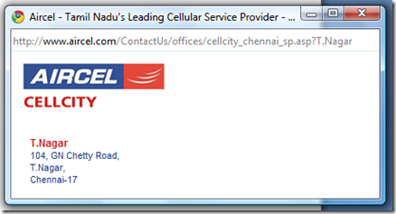 Responses: Misc : Aircel Payment Office in Chennai
